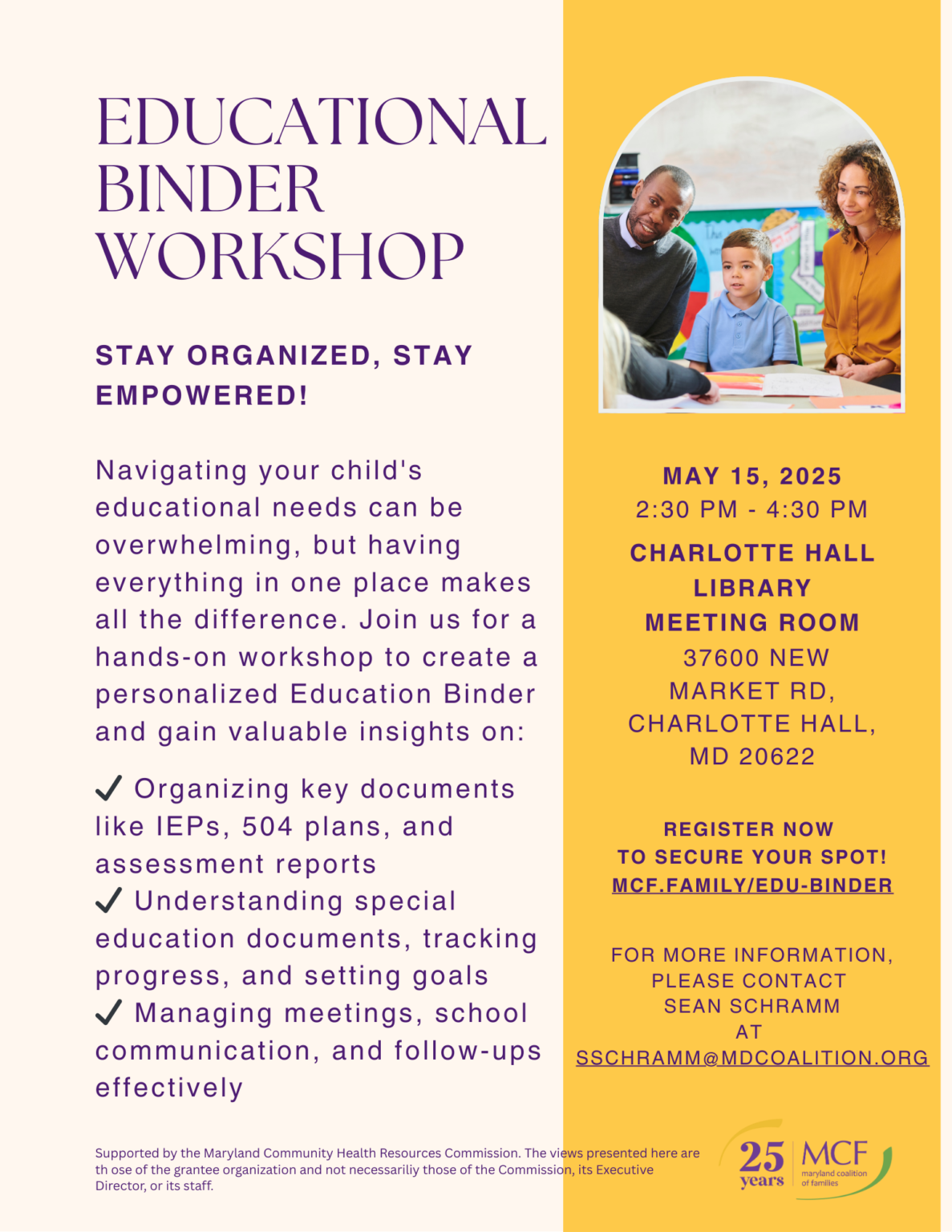 Educational Binder Workshop - Maryland Coalition of Families