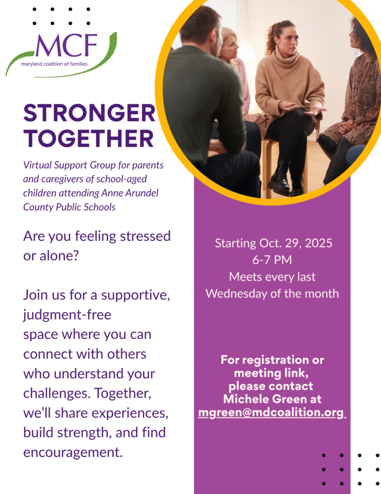 Stronger Together - Virtual Support Group - Maryland Coalition of Families